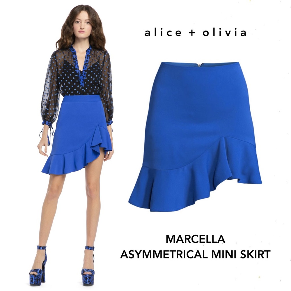 Alice Olivia Marcella Asymmetrical Mini Skirt Gem